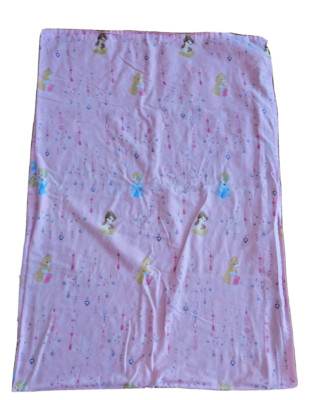 Disney Princess Twin Sized Flat Sheet Pink Belle Cinderella Aurora Cute ...