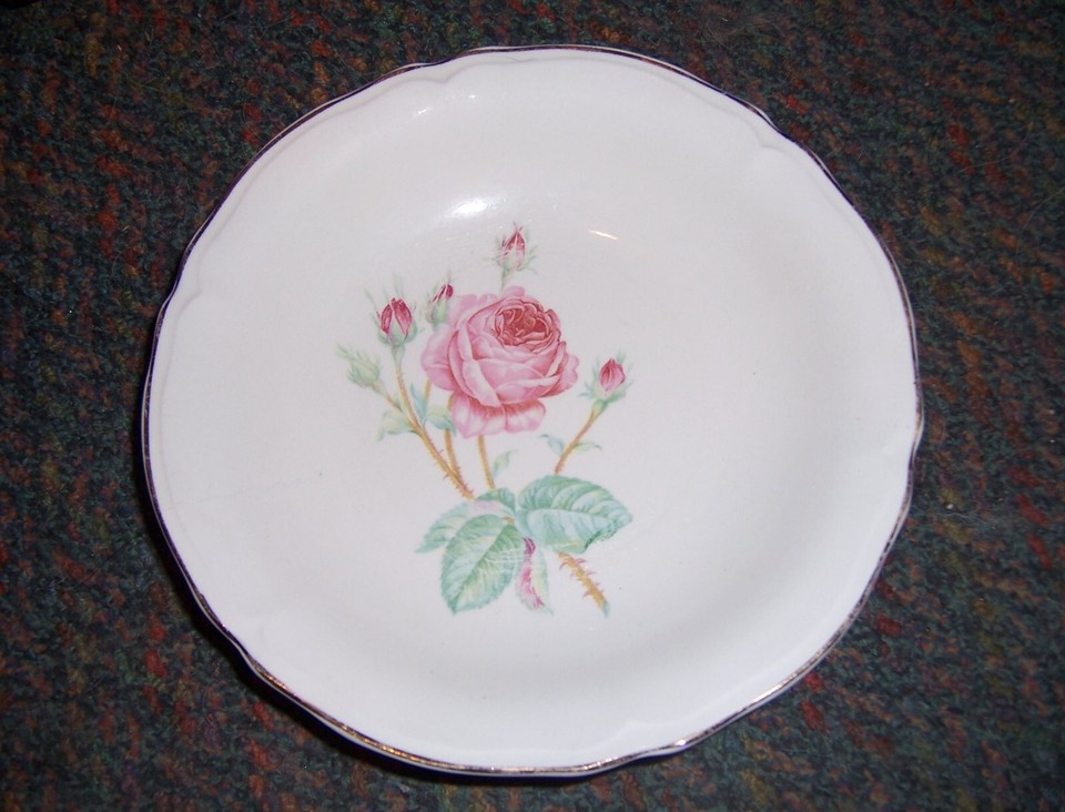 VINTAGE EDWIN M. KNOWLES Set of Two (2) Soup Bowls 7.75" Rose Cabbage ...