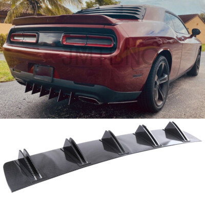 For Dodge Challenger Rear Diffuser Shark Fins Bumper Lip Splitter ...