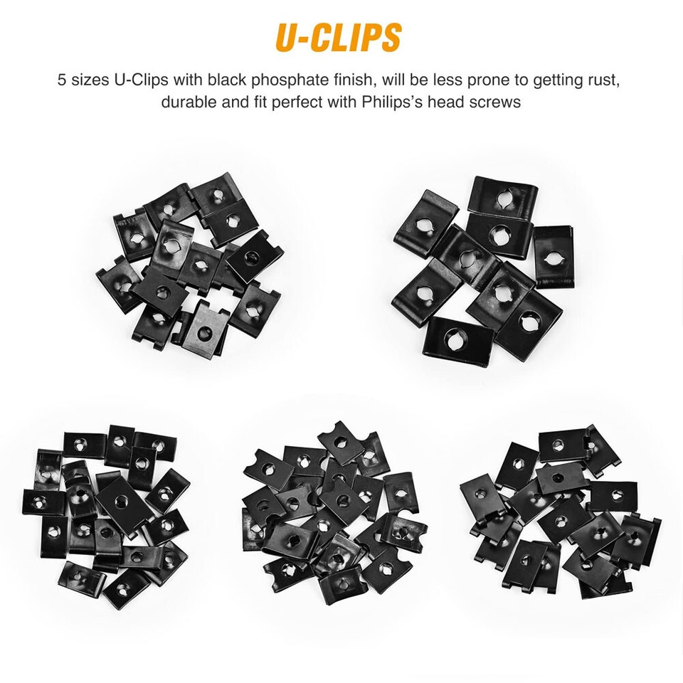 170X Automotive Car Door Body Panel Clip Fasteners U Clips Nuts ...