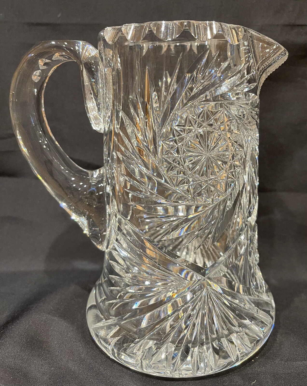 Antique American Brilliant Period ABP Cut Glass Pitcher Pinwheel 6.25 ...
