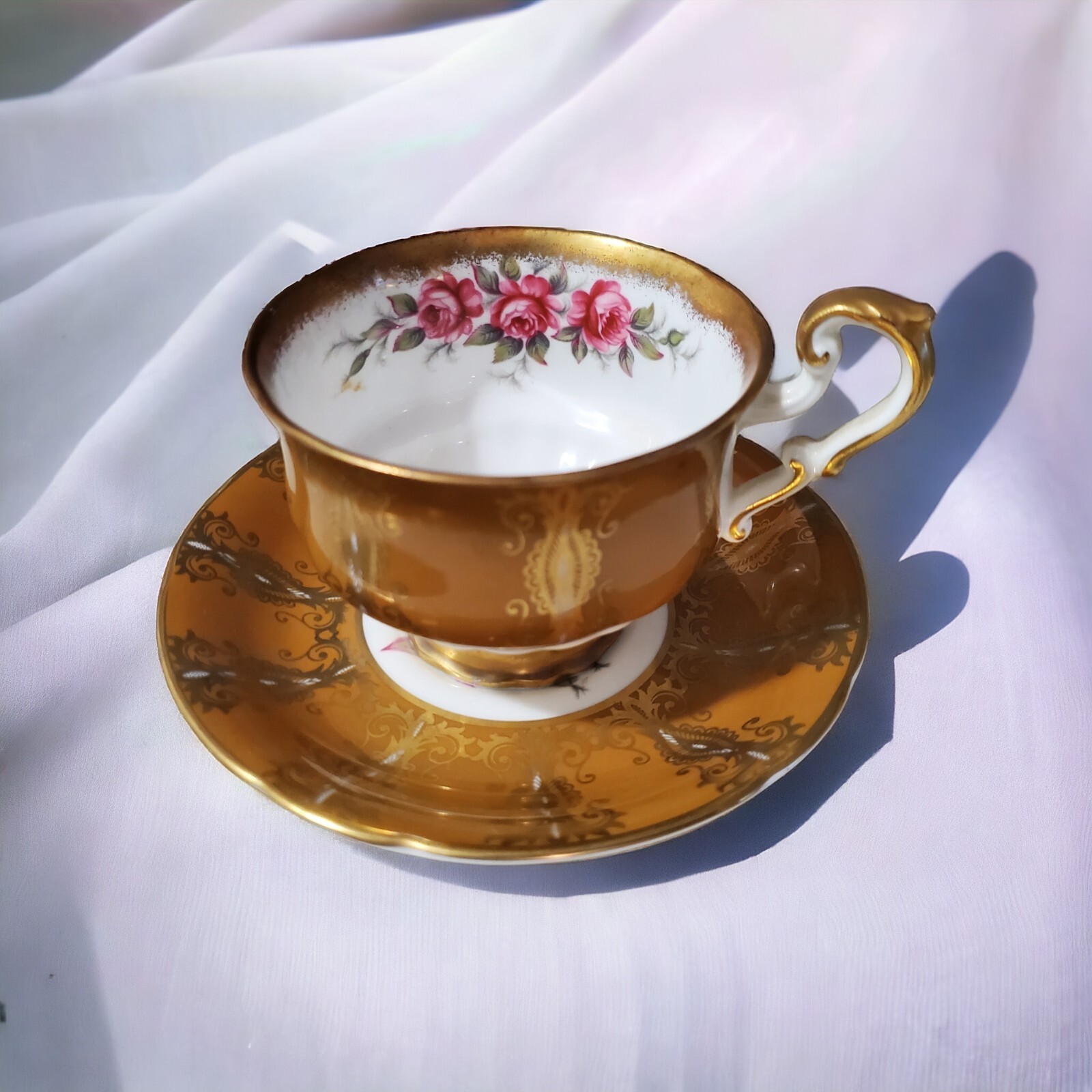 *Reg Johnson* Paragon By Appt To Her Majesty Rose Heavy Gold Tea Cup ...