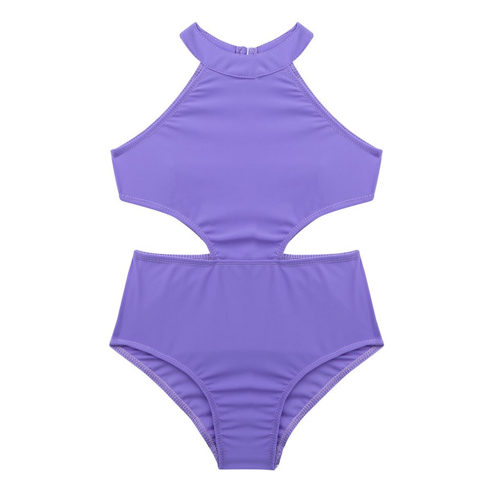 Girls Ballet Dance Leotards Gymnastic Unitards Halter Cutout Back ...