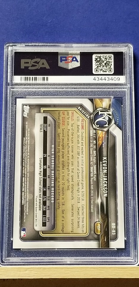 Kevon Jackson - 2018 Bowman Draft Sky Blue Paper PSA 10 | eBay