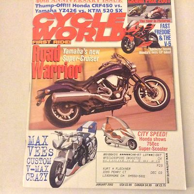 Cycle World Magazine Yamaha Super Cruiser Yamaha YZ426 January 2002 ...