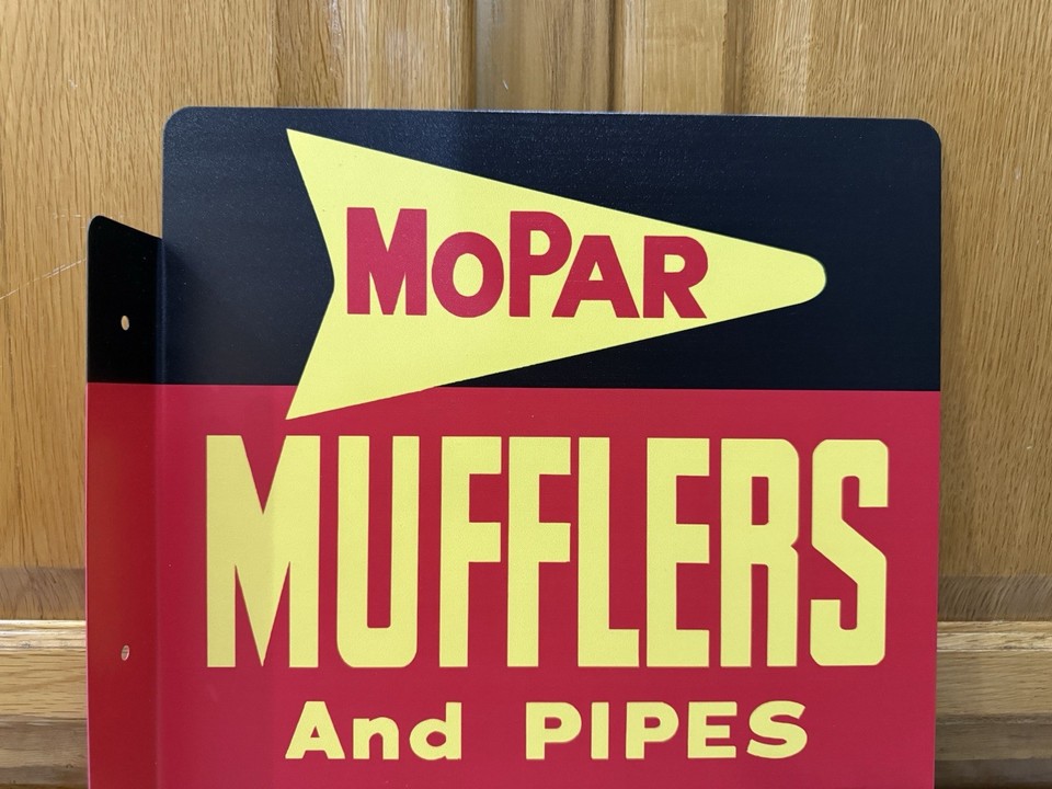 Mopar Mufflers Flange Sign Double Sided Pipes Chrysler Vintage Style ...