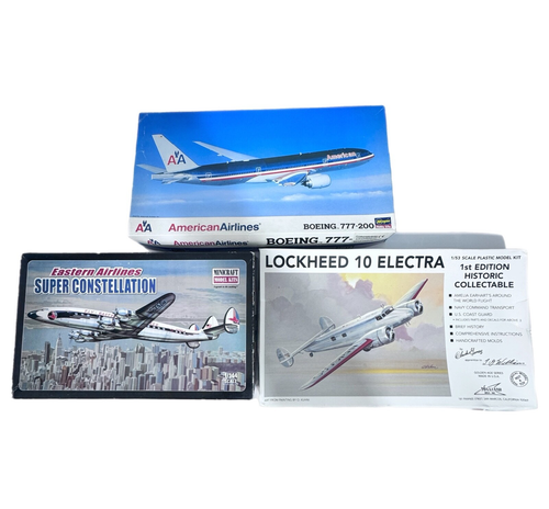 3 Aircraft Model Kits: AA Boeing 777, Lockheed Electra, Super ...