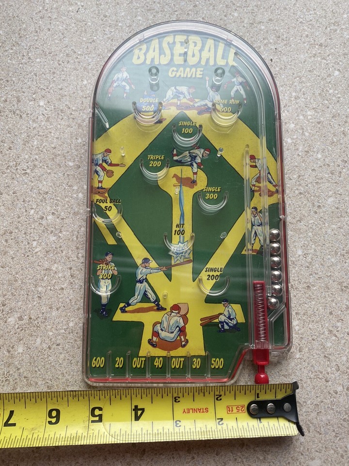 SCHYLLING 2011 Baseball Game Handheld Tabletop Pinball Game Litho Tin ...