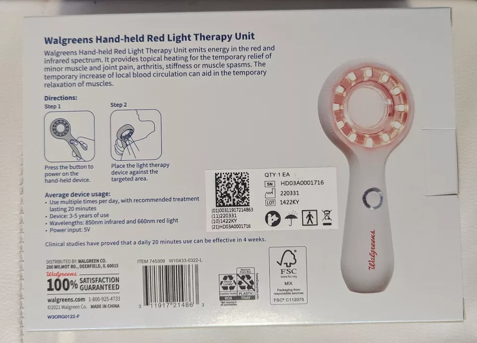 New Walgreens Hand-Held Red Light Therapy Unit Natural Pain Relief | eBay
