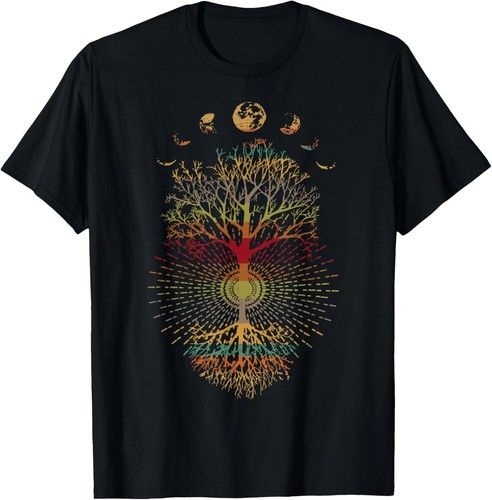 Retro Moon Phases T-Shirt – 70s Tree of Life Hippie Boho Festival ...