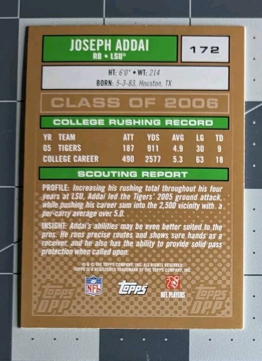 2006 Topps DPP #172 Joseph Addai RC Indianapolis Colts Rookie Football ...
