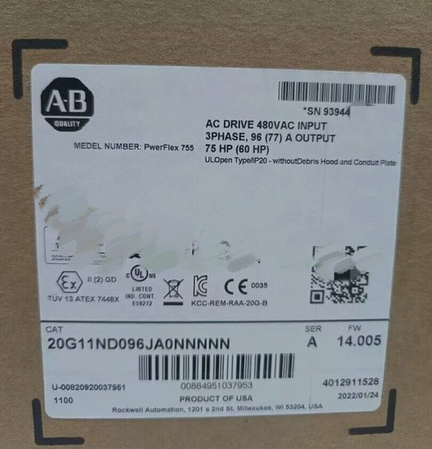 Allen Bradley 20G11ND096JA0NNNNN Powerflex 755 VFD 75HP AB ...