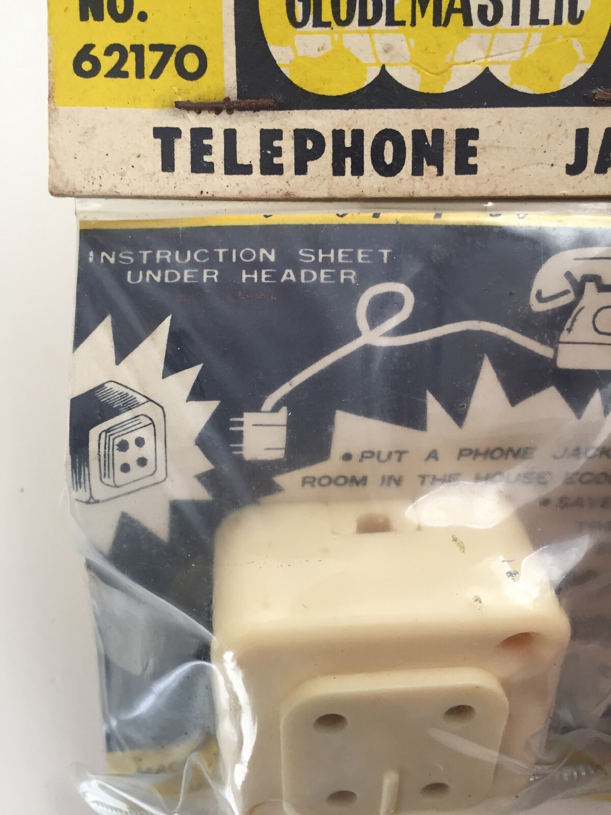 Vintage Globemaster 4 Prong Telephone Jack No. 62170 Adapter Converter ...