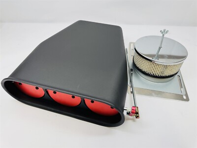 Smooth Black Butterfly Mini Hood Scoop Air Cleaner 4 Barrel Carb Holley ...