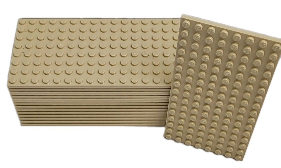 Lego 8 x 16 Plate Lot - 14 Tan Plates 92438 Classic Town Basic CITY ...