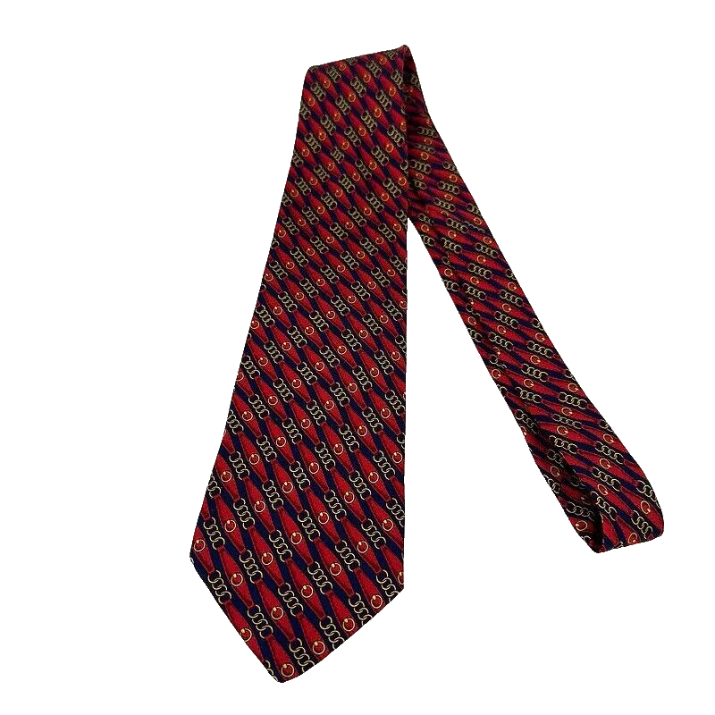 Brooks Brothers Makers Neck Tie Silk Red Gold Chains Made USA Mens | eBay