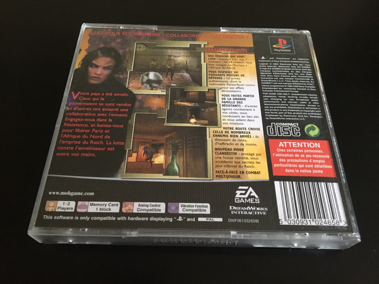 MEDAL OF HONOR RESISTANCE SONY PLAYSTATION 1 PS1 EDITION FR PAL | eBay UK