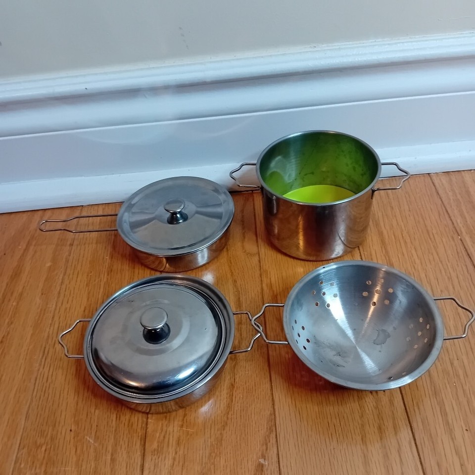 Metal Kids Children Cooking Supplies Toys Kitchen Pretend Play Pot Pan ...