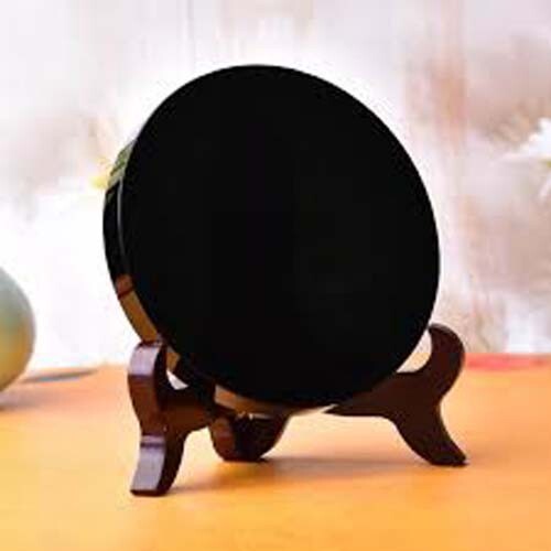 Natural Black Obsidian Mirror Crystal Scrying Plate Home Decoration ...