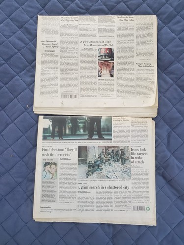 Lot Of New York Times Chicago Tribune September 13th 2001 FULL ...