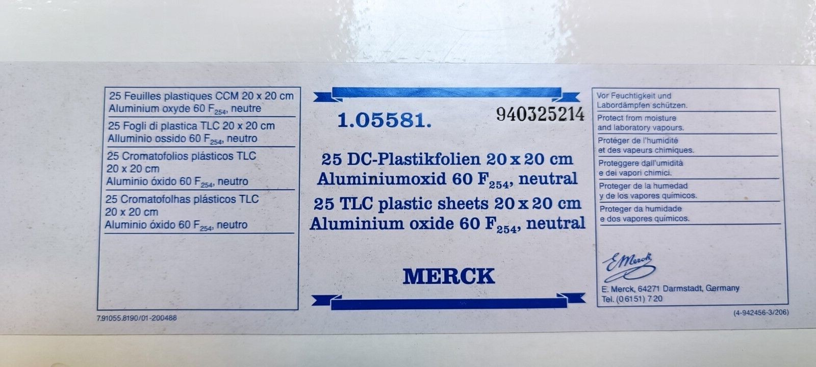 EMD TLC Aluminum Oxide TLC plates 5581-7 Merck 1.05581 | eBay