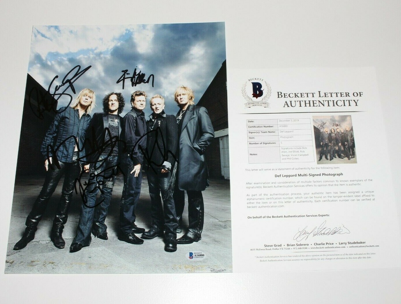 Def Leppard Autographed Signed Band 11X14 Photo X5 Beckett COA Proof ...