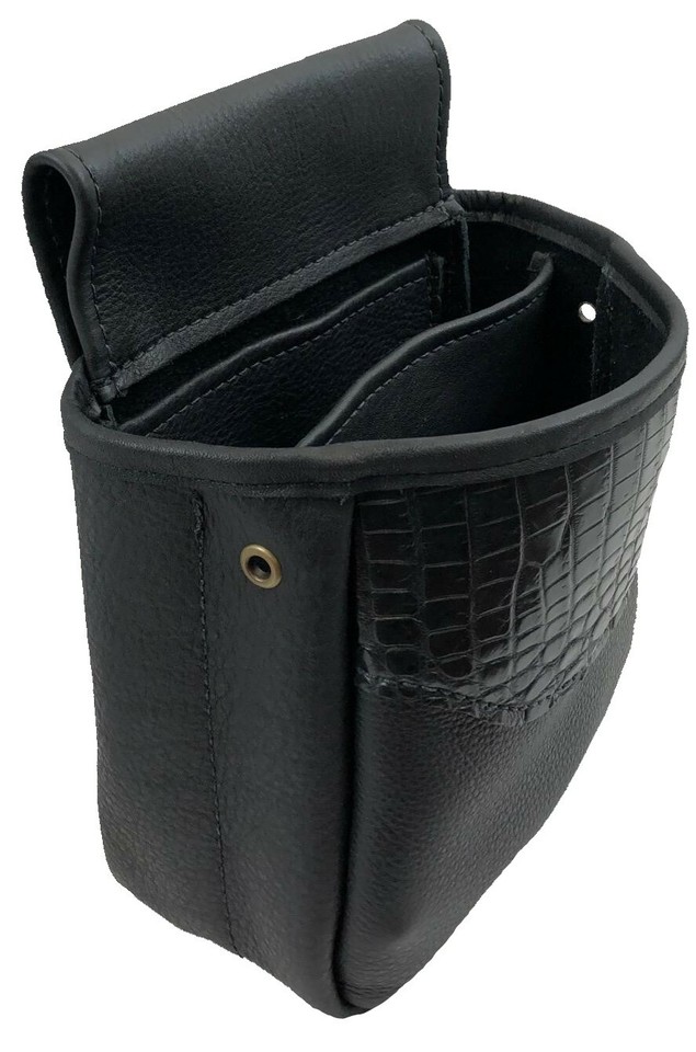 CROCODILE & LEATHER SHOTGUN SHELL POUCH Skeet Sporting Clays Trap Midi ...