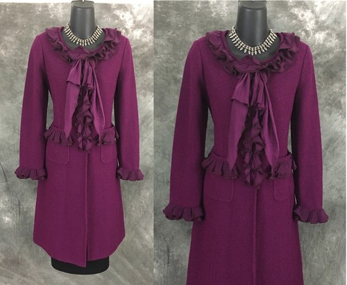 BEAUTIFUL St John jacket knit purple ruffle suit blazer size 4 | eBay