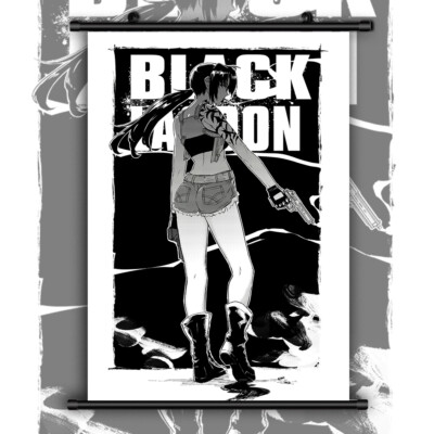 Black Lagoon Revy Banner Canva Wall Poster Scroll Room Decor | eBay