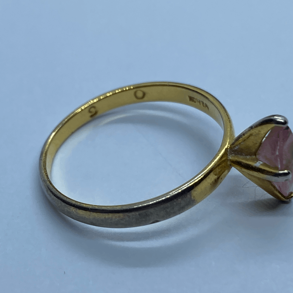 Unique Vintage Size 9 Gold Tone Pink Rhinestone Ring - Marked KOREA | eBay
