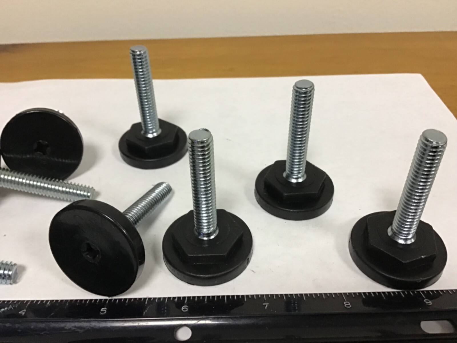 Qty (8) Adjustable Hex Base Levelers, 5/16-18 X 1 1/2” Stem, 33MM Base ...