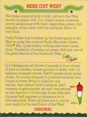 Original Rocky Mountain Green Chili Mix, 3oz box Choose from 2, 3, 4 ...