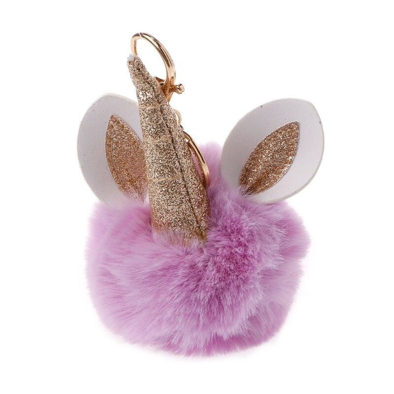 Purple Puff Ball Unicorn Keychain | eBay
