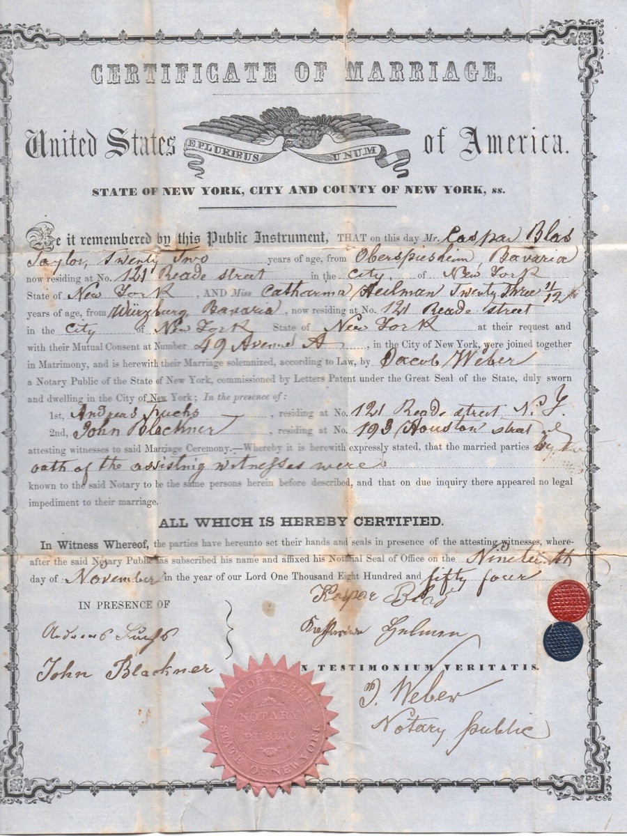 Ny State Marriage Certificate
