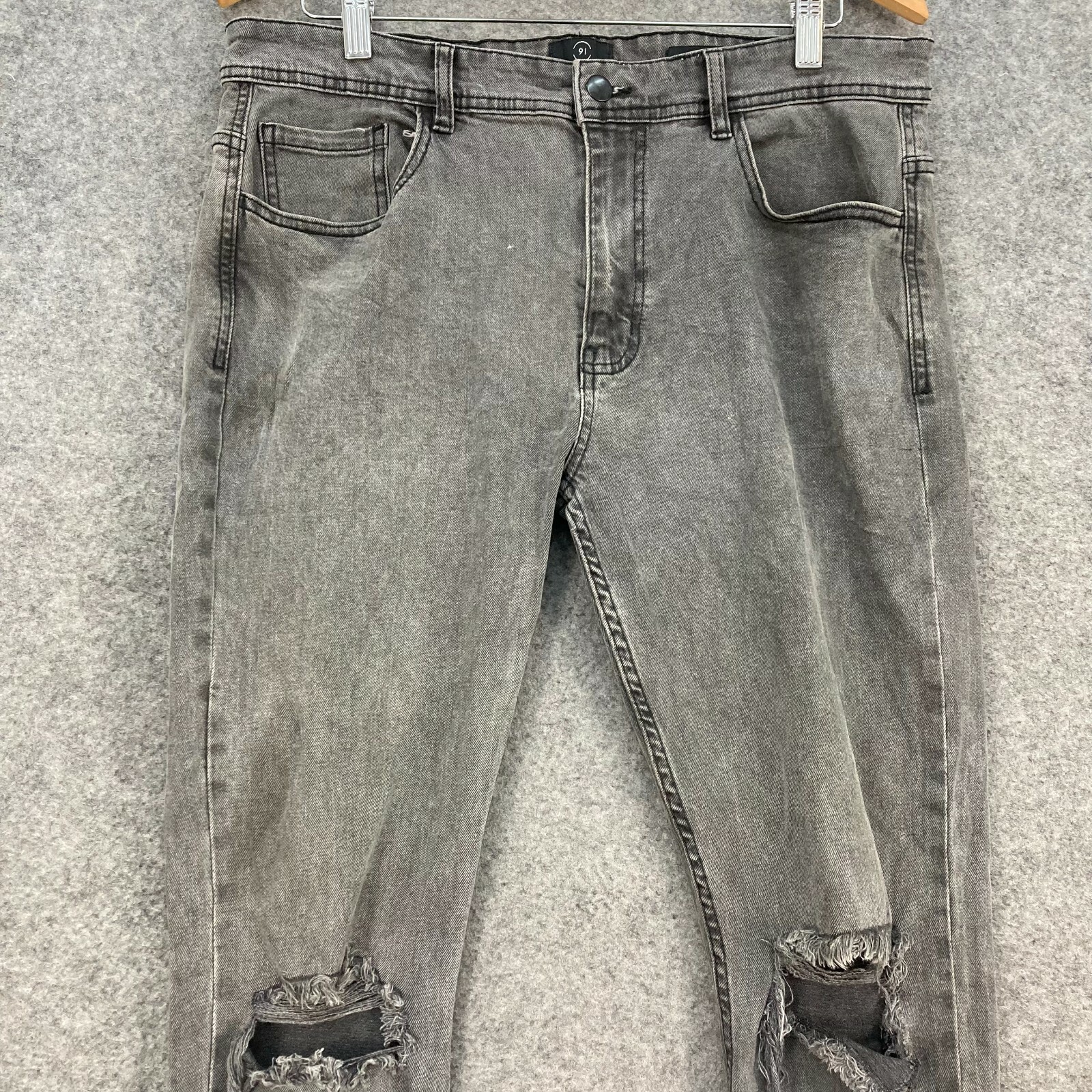 Cotton On Mens Jeans Size 36 Black Faded Wash Slim Fit Straight Leg ...