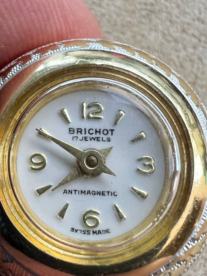 Vintage Brichot pendant locket watch necklace Swiss 17 jewel mechanical ...