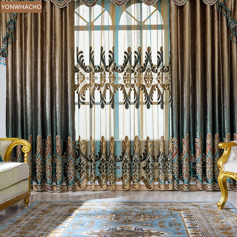 Luxury Thick velvet Flannel coffee cloth blackout curtain valance drape ...