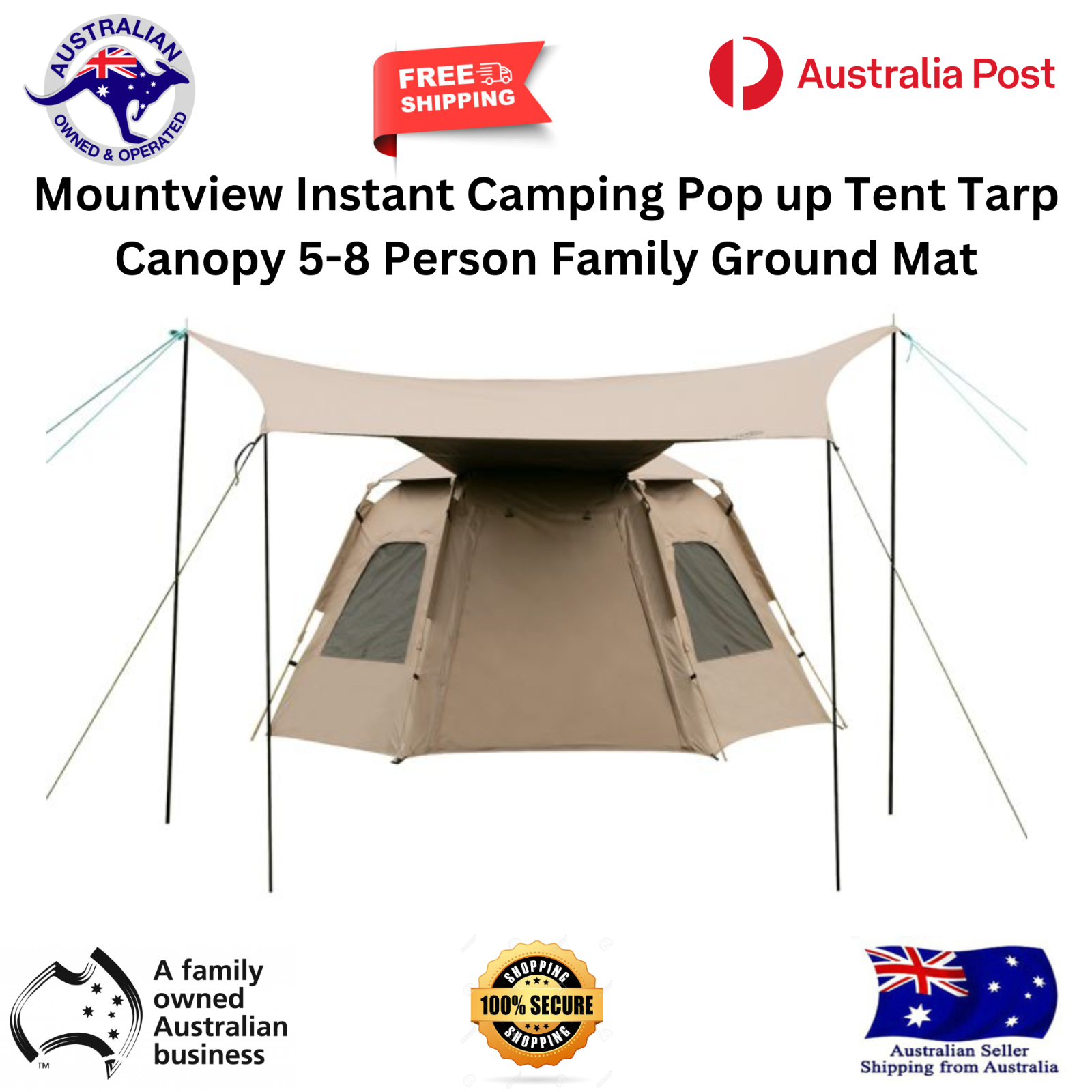 Mountview Instant Camping Popup Tent Tarp Canopy 5-8 Person Family ...
