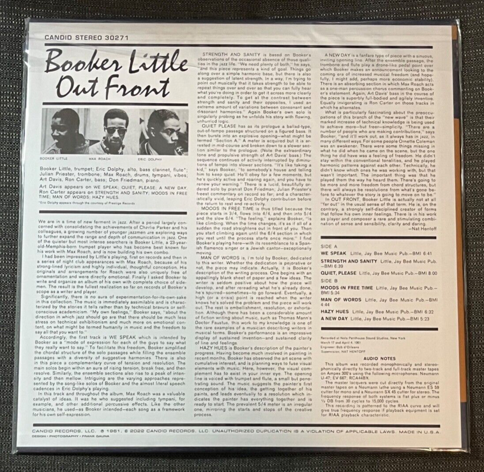 BOOKER LITTLE - Out Front ~ CANDID 30271 w/Eric Dolphy, Roach {nm ...
