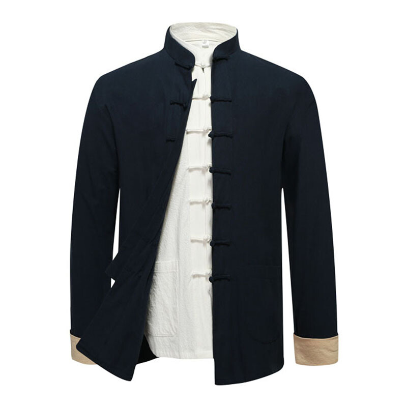 Men Traditional Chinese Tang Suit Coat Jacket Bruce Lee Kung Fu Tai Chi ...