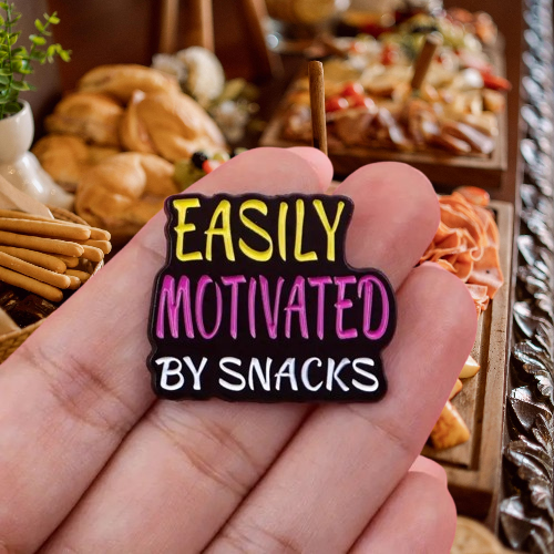 Easily MOTIVATED By Snacks - Funny Enamel Pin 1.25" x 1.10" / Shipping ...