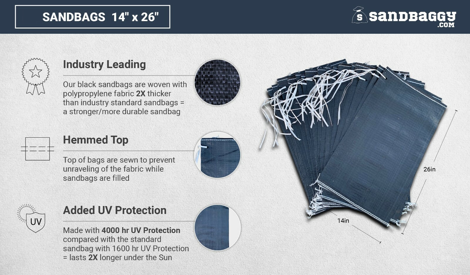 BLACK Military Style OD Heavy Duty Sandbag Sand Bags - 26" x 14 ...