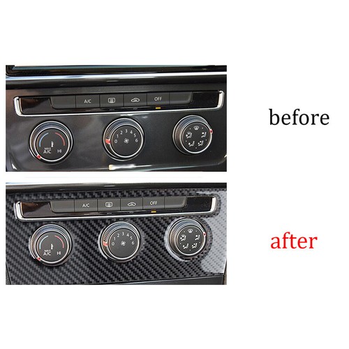 For VW Golf MK7 2014-2019 Real Carbon Fiber Console AC Button Control ...