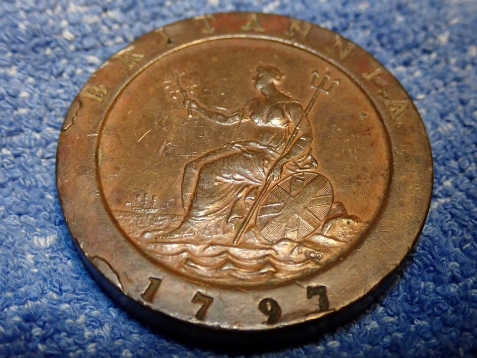 ENGLAND: HUGE 1797 " CARTWHEEL" TWO PENCE EXTREMELY FINE PLUS KING ...