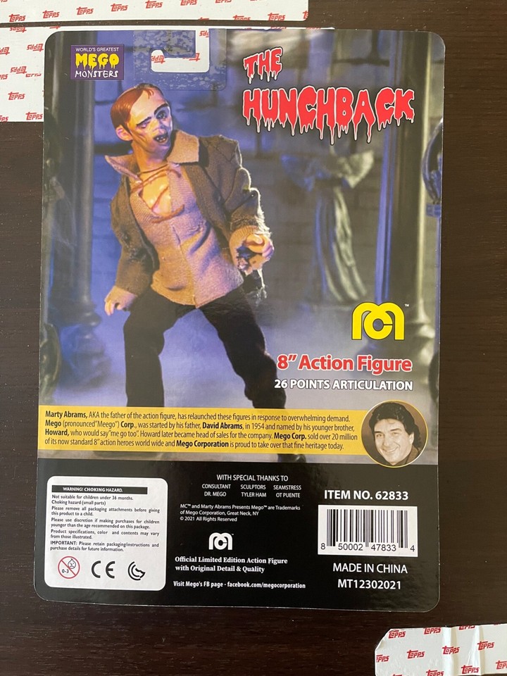 The Hunchback 2021 Topps x Mego Monsters Limited Edition 8" Rare Figure ...