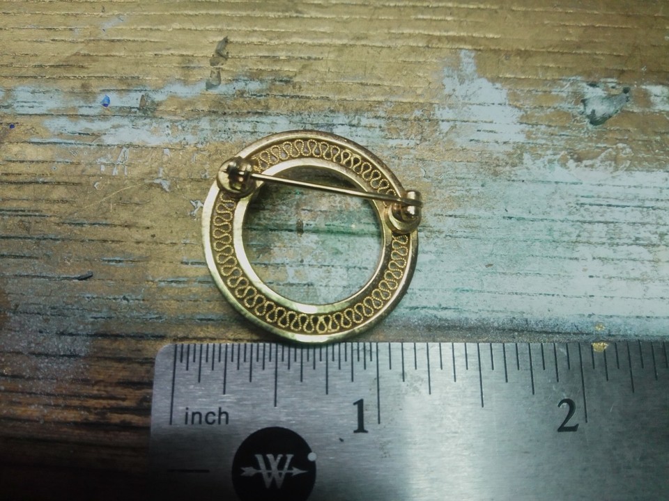 Gold Color Pin Brooch Circle with Faux Pearl Vintage | eBay