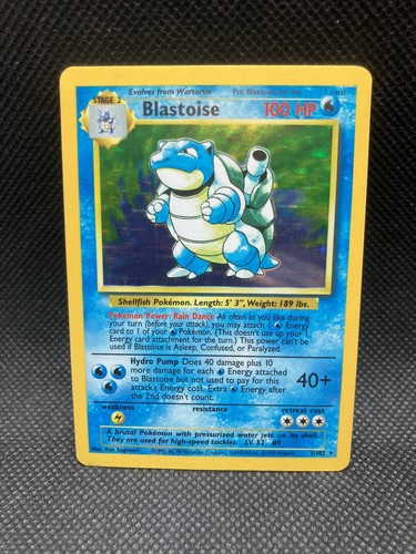 1999 NM Blastoise Pokemon Card Base Set Stage Error - 2/102 - No Stage ...