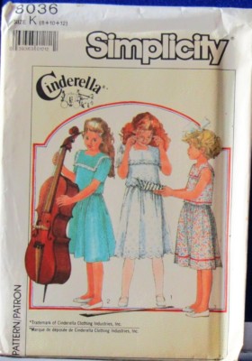 1986 SIMPLICITY Pattern #8039 CINDERELLA Lined DRESS Elasticized Sz K 8 ...