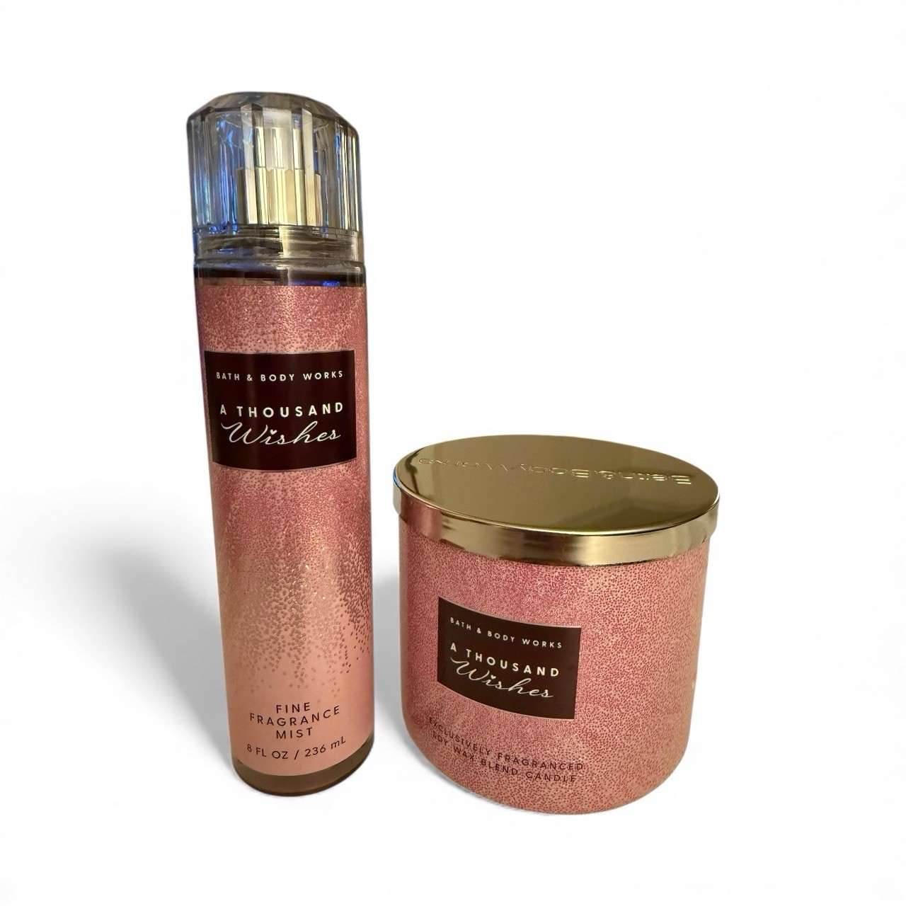 Bath & Body Works A THOUSAND WISHES 1 Body Mist Spray + 1 Lg 3-Wick ...