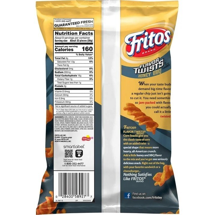 Fritos Corn Chips TWISTS HONEY BBQ, 9.25 Oz Frito-Lays (1 Bag) | eBay